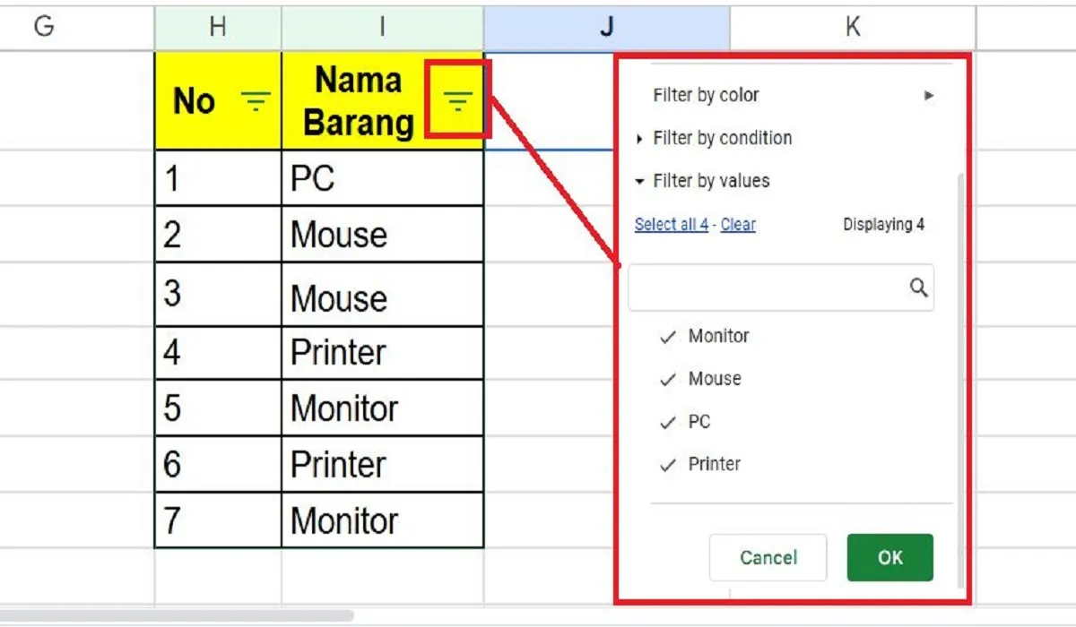 Cara Filter Di Spreadsheet, Menampilkan Data Sesuai Kriteria Tertentu ...