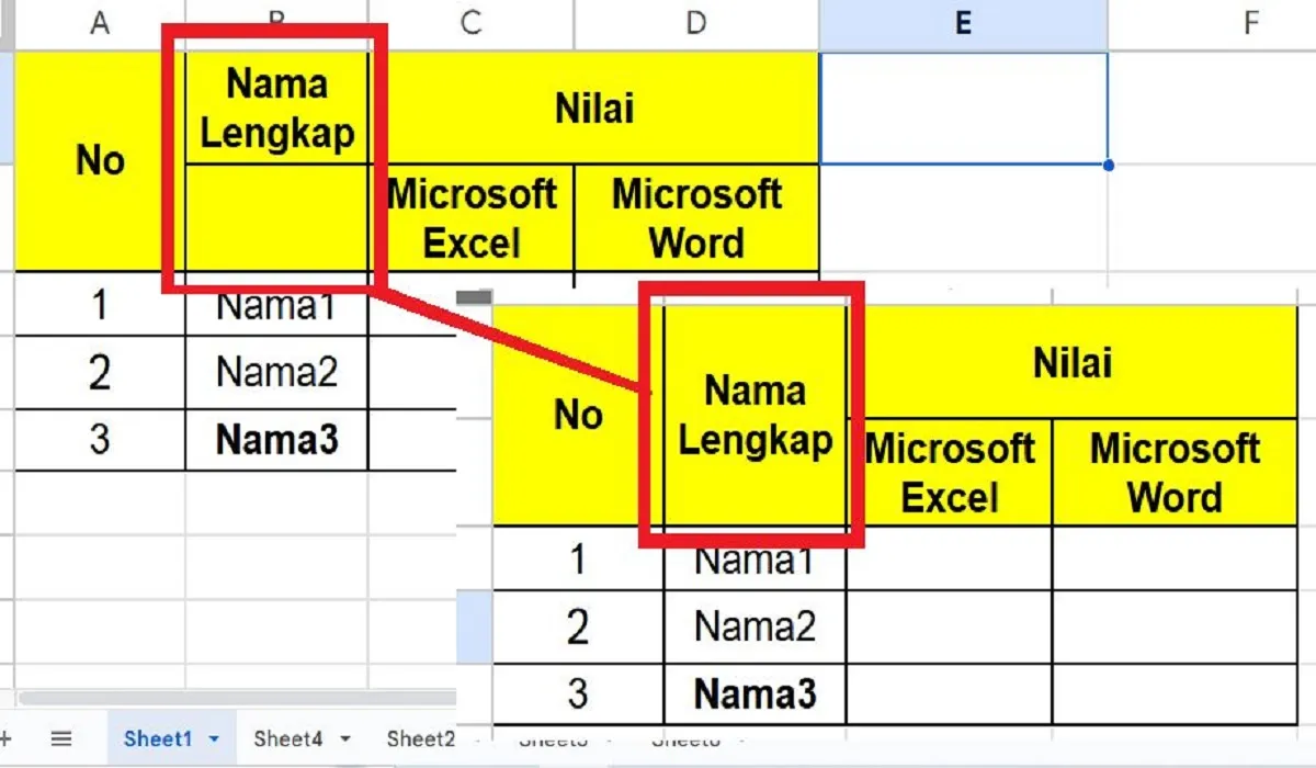 Cara Merge Cell Di Spreadsheet, Menggabungkan Beberapa Sel Menjadi Satu