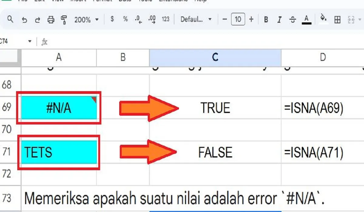 Cara Menggunakan Rumus ISNA Di Spreadsheet Untuk Memeriksa Suatu Nilai ...